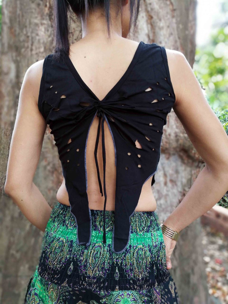 topc mariposa negro | Usurkya Ropa Etnica hippie casual